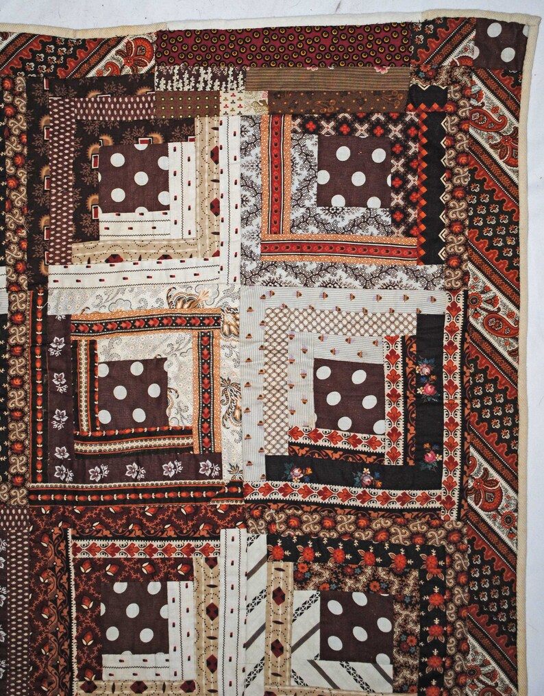 Antique American Log Cabin Patchwork Crib Quilt, 1870s Hand Stitched - Etsy