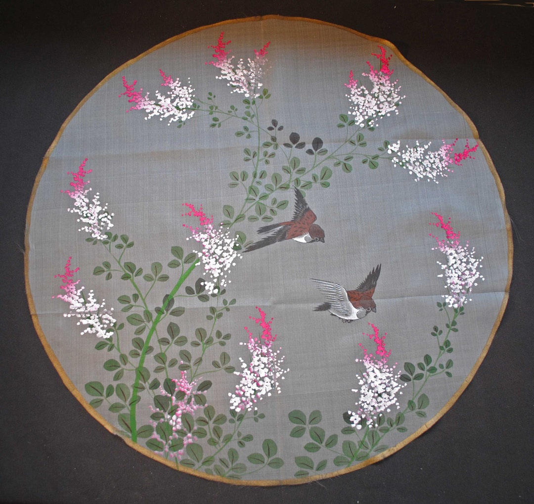 Vintage Hand Painted Round Tablecloth Centerpiece With 12 Matching ...