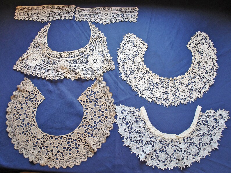 Estate Lot of 7 Antique Lace Collars - Tambour, Machine and Chemical ...