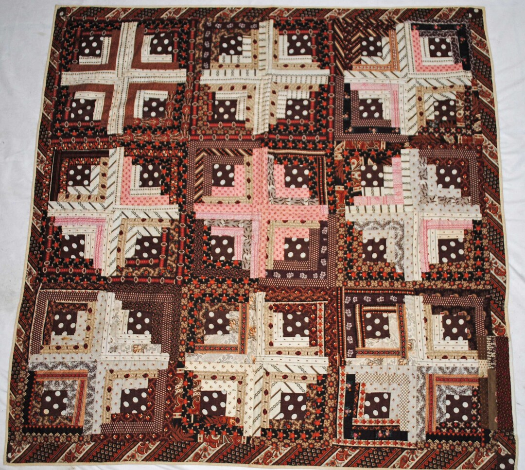 Antique American Log Cabin Patchwork Crib Quilt, 1870s Hand Stitched - Etsy