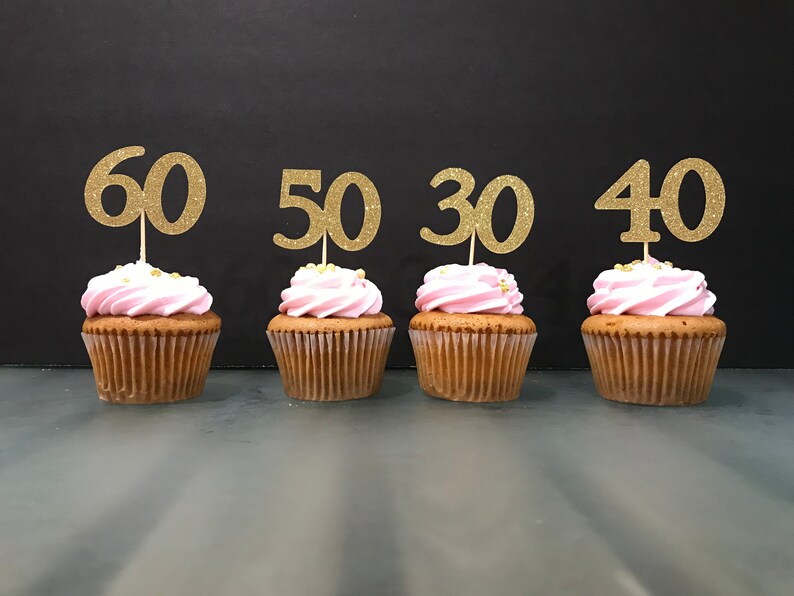 60 Birthday Cupcake Toppers Birthday Decoration 60th - Etsy