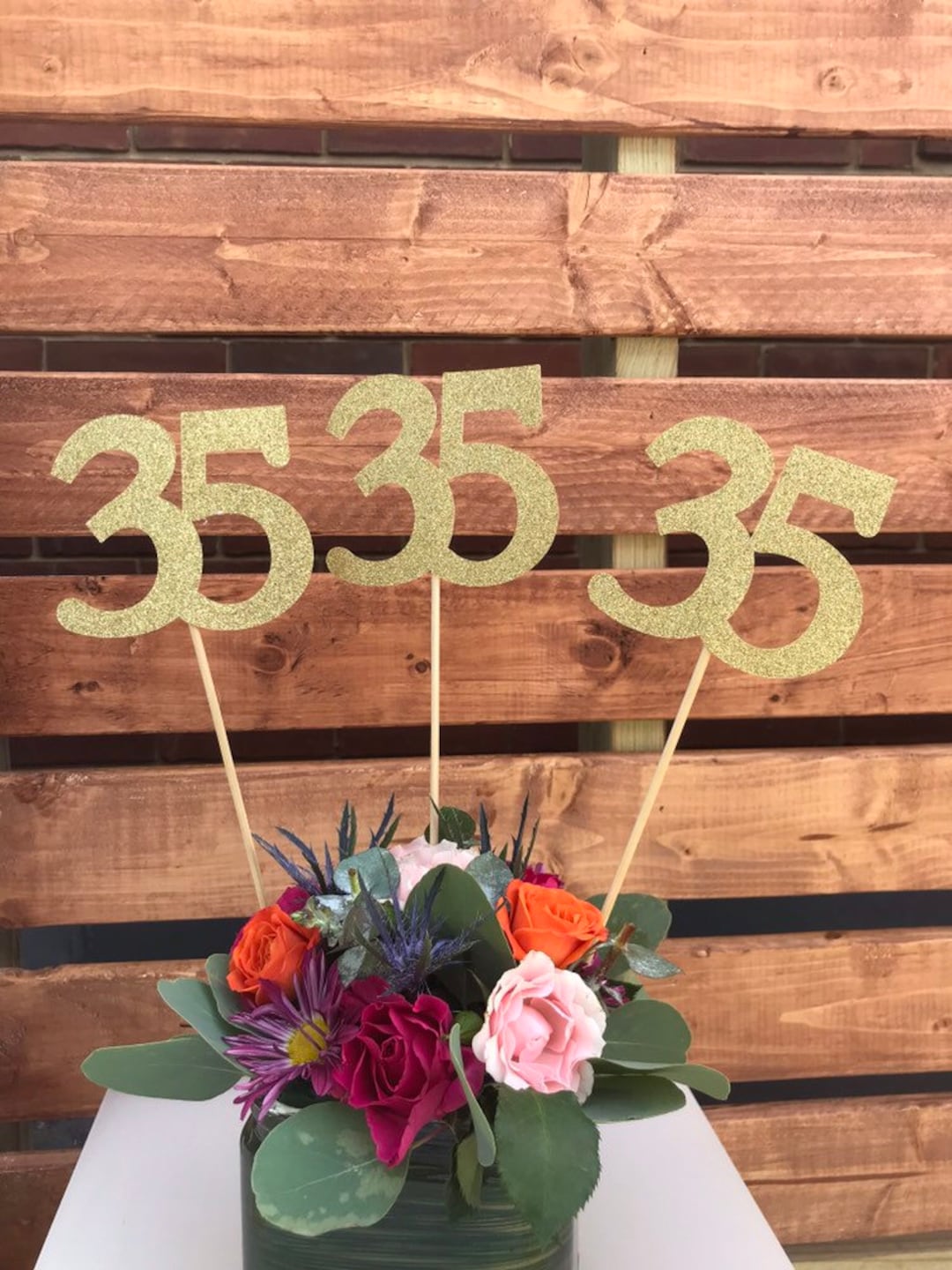 35th Birthday Decoration, 35th Birthday Centerpiece Sticks, Glitter ...