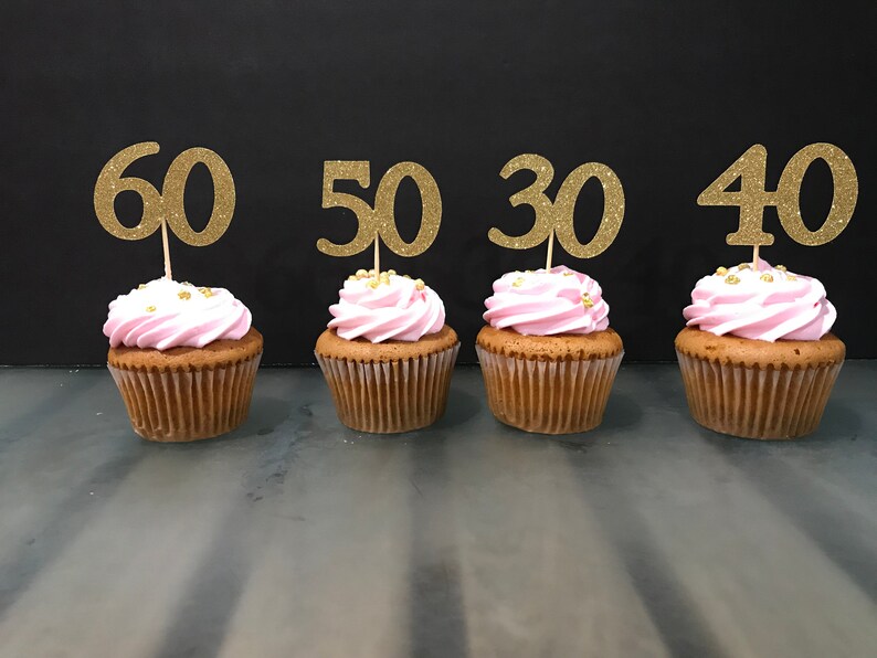 60 Birthday Cupcake Toppers Birthday Decoration 60th - Etsy
