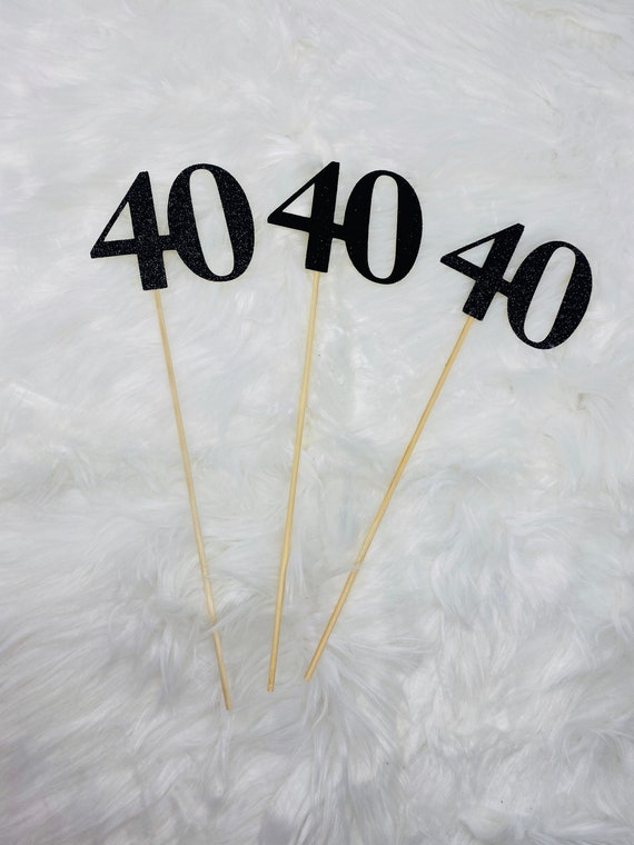 Set of 3 Sticks 40th Birthday Centerpiece Sticks Glitter | Etsy