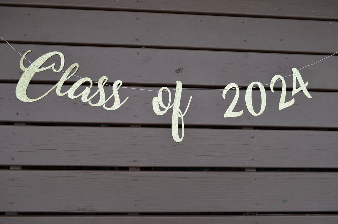 Graduation Banner, Class of 2024 Banner, Glitter Banner, Cursive Banner ...