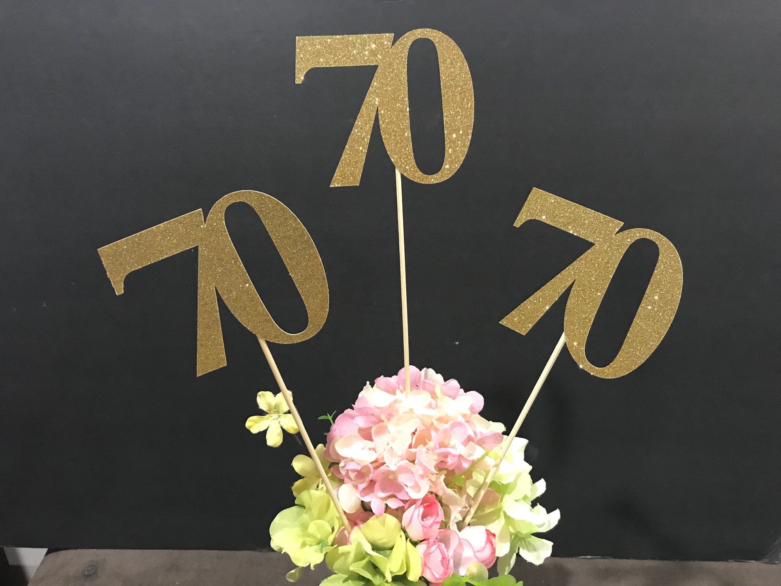 70th Birthday Decoration 70th Birthday Centerpiece Sticks Glitter