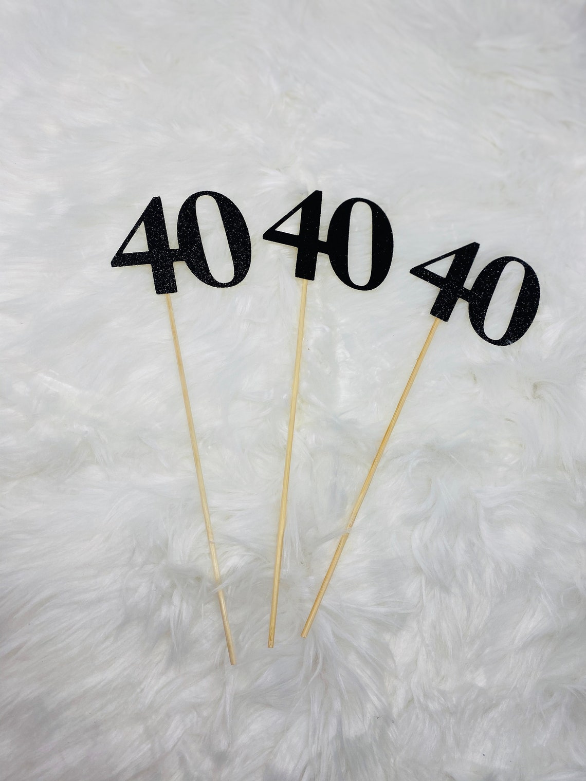 Set of 3 Sticks 40th Birthday Centerpiece Sticks Glitter | Etsy