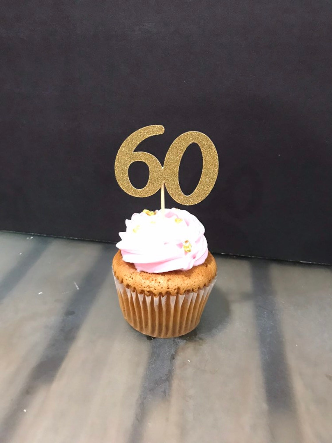 60th Birthday Cupcake Toppers 12 Ct. Glitter 60th Birthday | Etsy