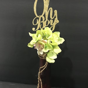 Oh Boy Centerpiece Sticks, Baby Shower Glittery Topper, Topper Gender ...