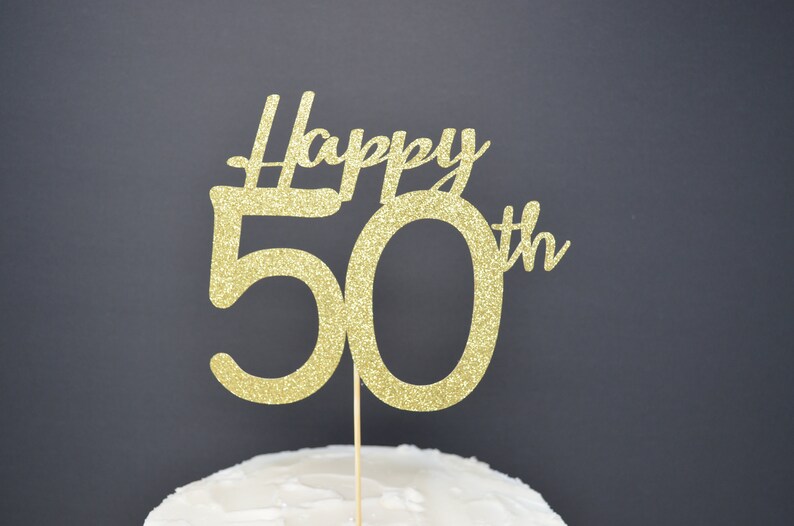 Fifty Cake Topper Happy 50th Birthday Cake Topper 50th | Etsy