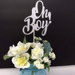 Oh Boy Centerpiece Sticks, Baby Shower Glittery Topper, Topper Gender ...
