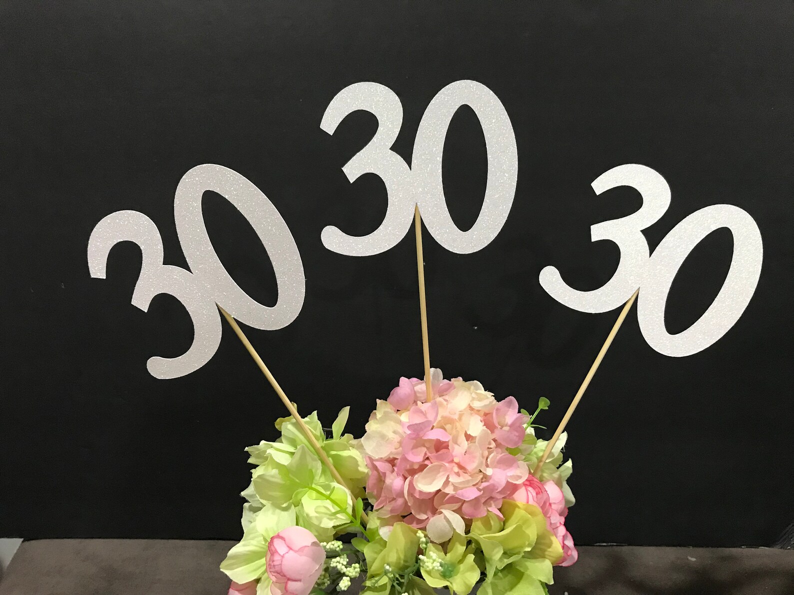 30 Centerpiece Picks, Glitter Thirty on a Stick, 30th Birthday ...