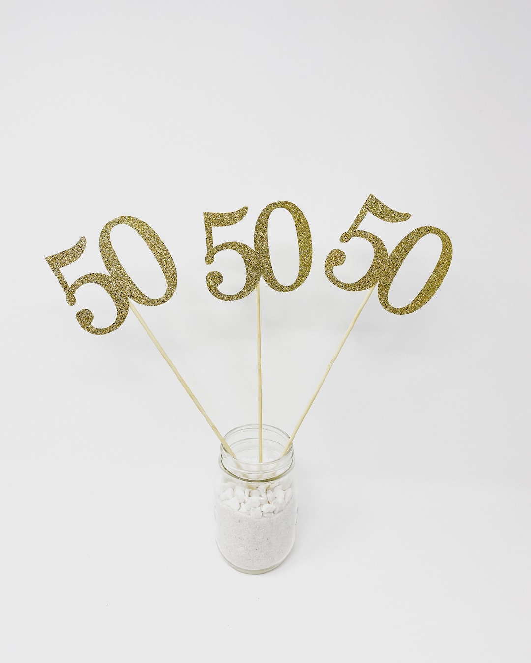 Set of 3 Sticks, 50th Birthday Centerpiece Sticks, Glitter 50th ...