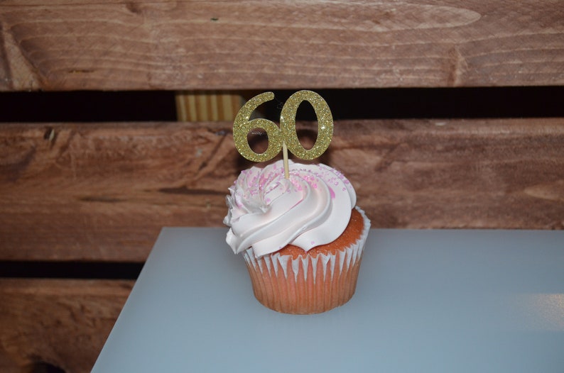 60 Birthday Cupcake Toppers Birthday Decoration 60th - Etsy