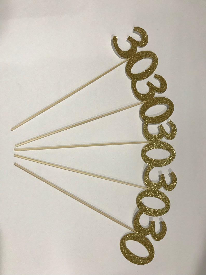 30 Centerpiece Picks, Glitter Thirty on a Stick, 30th Birthday ...