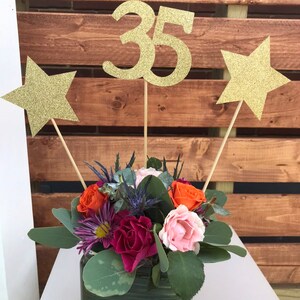 35th Birthday Decoration, 35th Birthday Centerpiece Sticks, Glitter ...