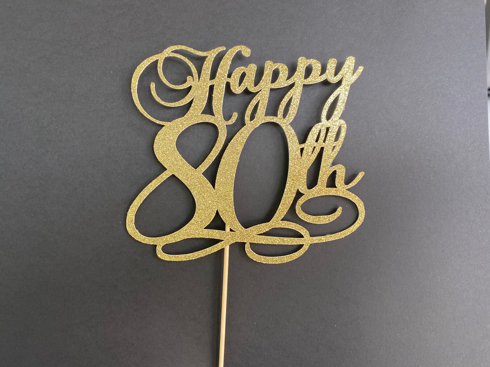 Feliz topper de pastel de cumpleaños 80 30 40 50 60 70 - Etsy España