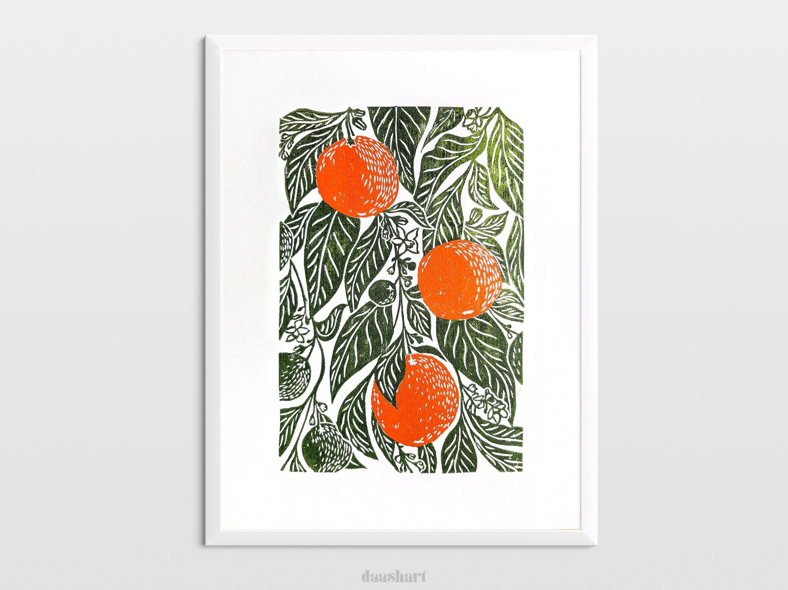 Original Linocut Print Oranges Artwork Botanical Kitchen Wall - Etsy