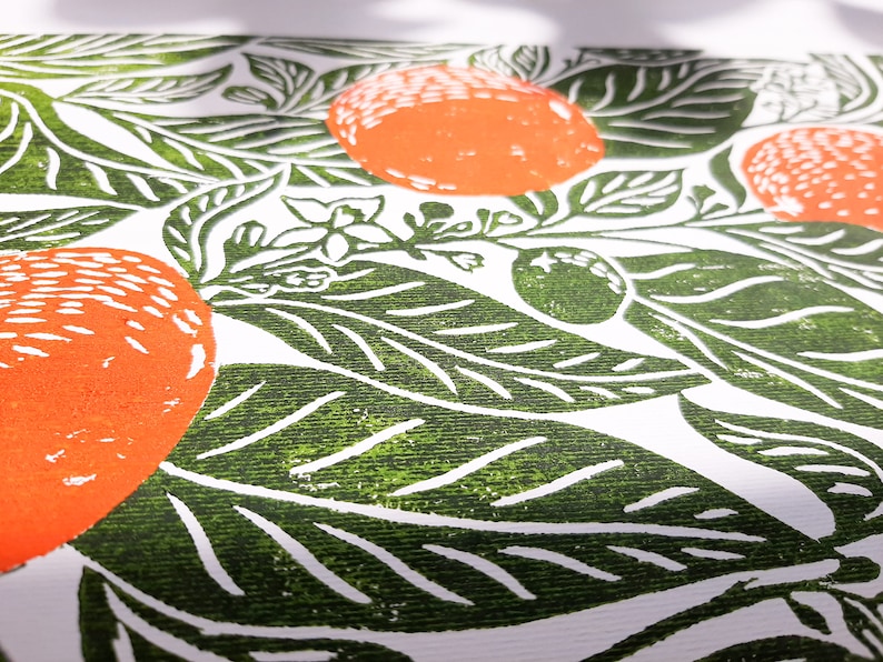 Set of 2 prints Oranges and lemons Original linocut print | Etsy