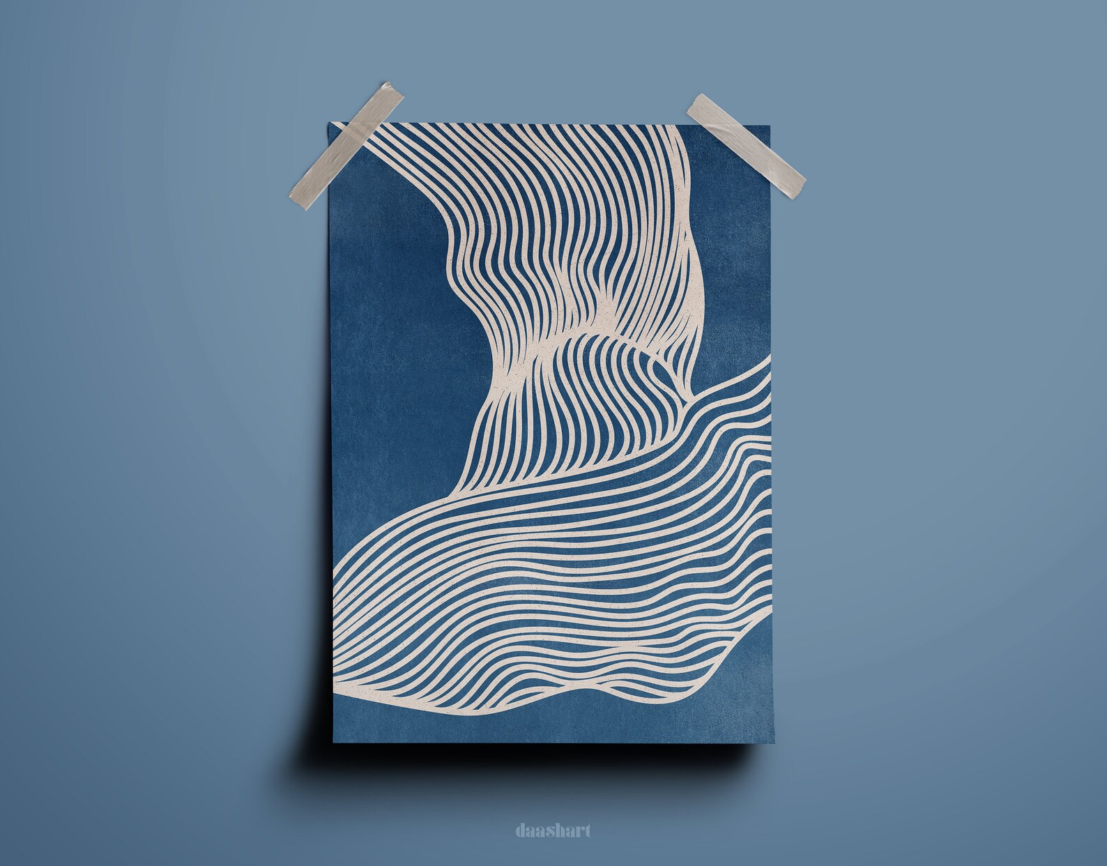 Navy Blue Poster Abstract Line Art Printable Trendy Living | Etsy