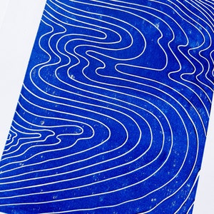 Linocut Print Abstract Blue Water Nautical Wall Decor Original - Etsy
