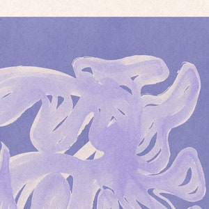 Purple Abstract Line Flower Wall Art Minimalist Poster Modern Line ...