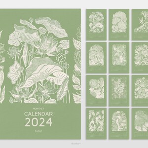 Botanical Monthly Printable Calendar 2024 Floral 11x17in - Etsy