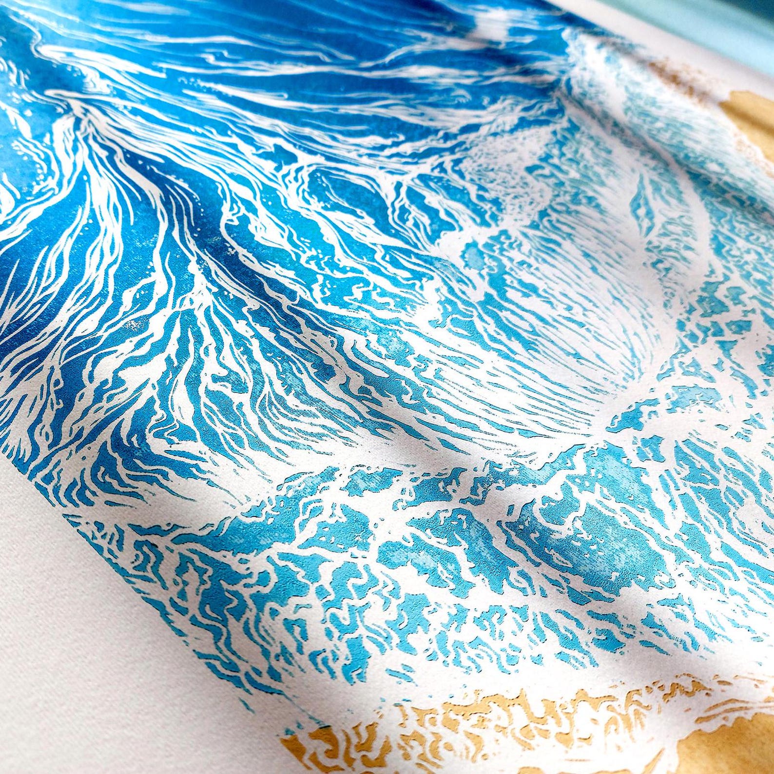 Summer Wall Art Linocut Print Ocean Waves Linocut Nautical Wall Art Sea ...