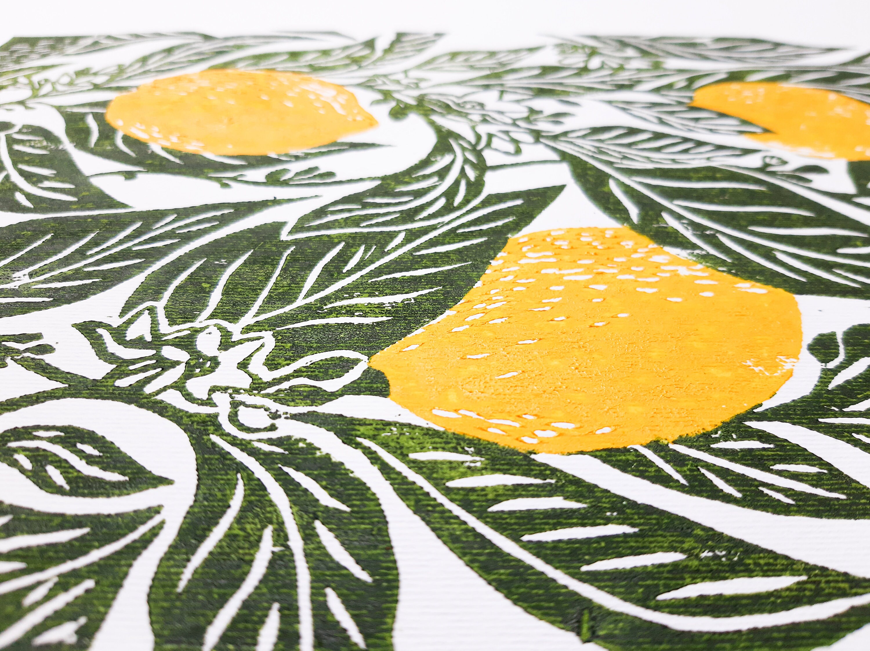 Set of 2 prints Oranges and lemons Original linocut print | Etsy