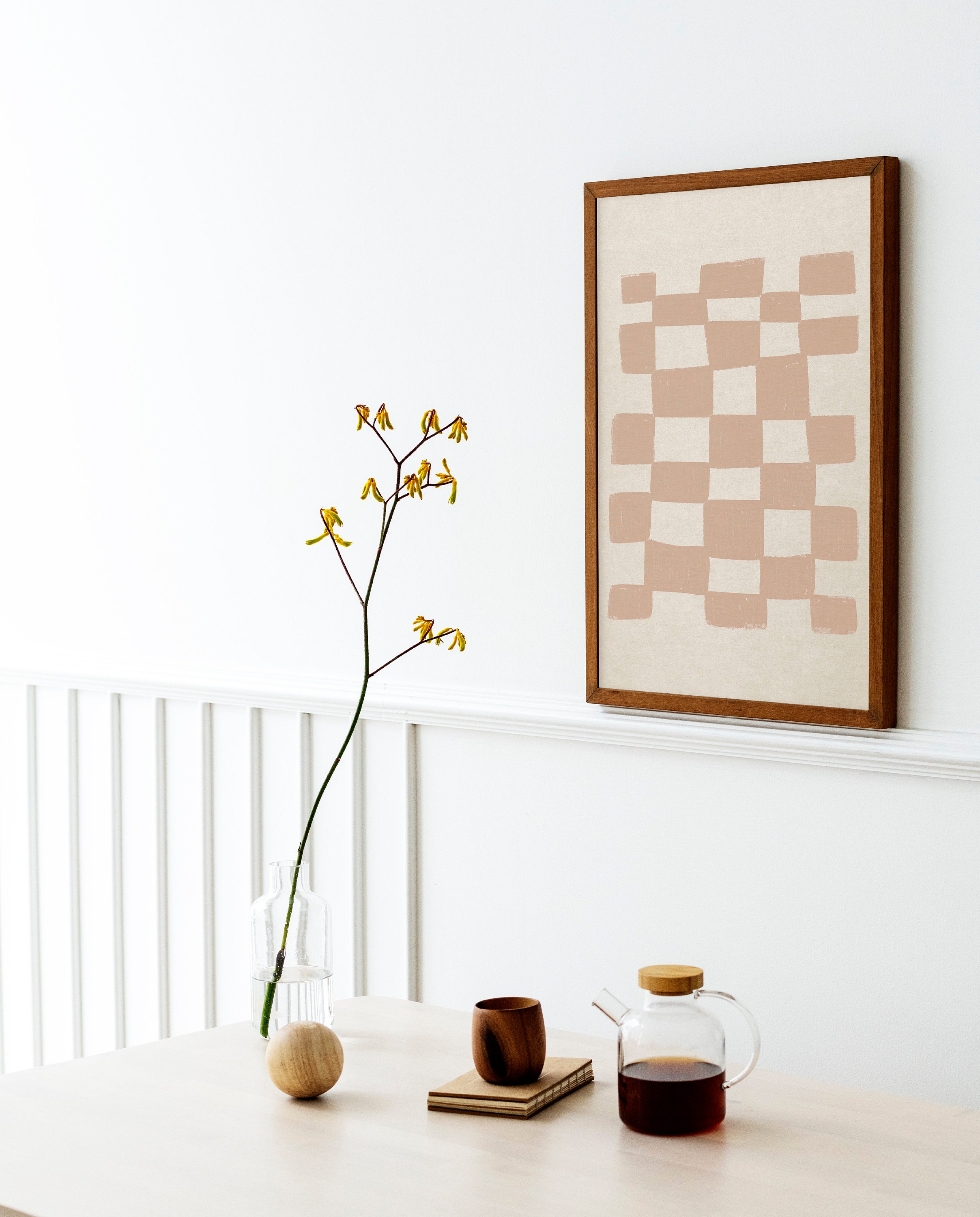 Boho checkered Poster aesthetic Printable wall art Neutral | Etsy