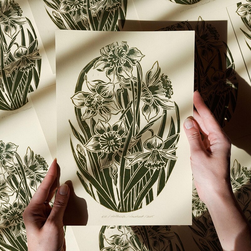 Flower Linocut - Etsy