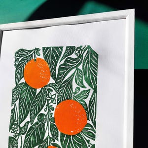 Original Linocut Print Oranges Artwork Botanical Kitchen Wall Art ...
