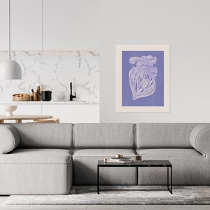 Purple Abstract Line Flower Wall Art Minimalist Poster Modern Line ...