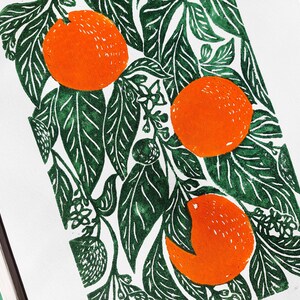 Set of 2 Prints Oranges and Lemons Original Linocut Print Botanical ...