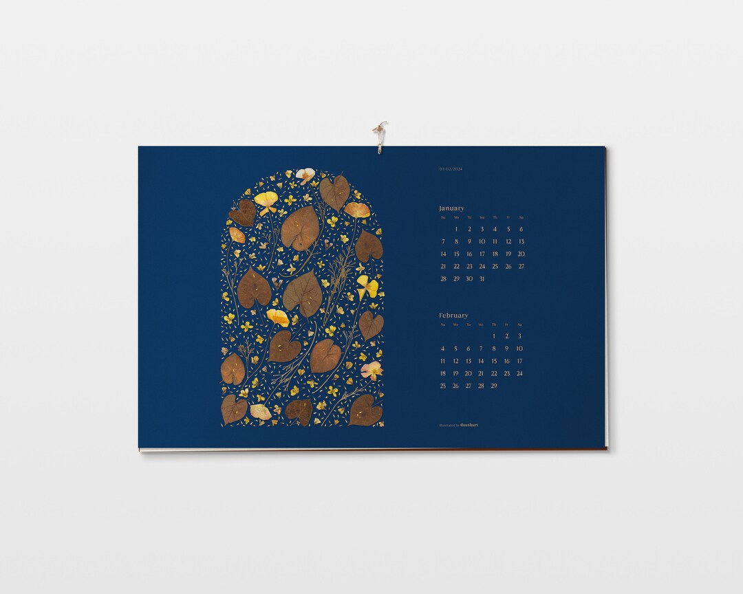 Pressed Flower and Plants Printable Illustrated Calendar 2024 ...