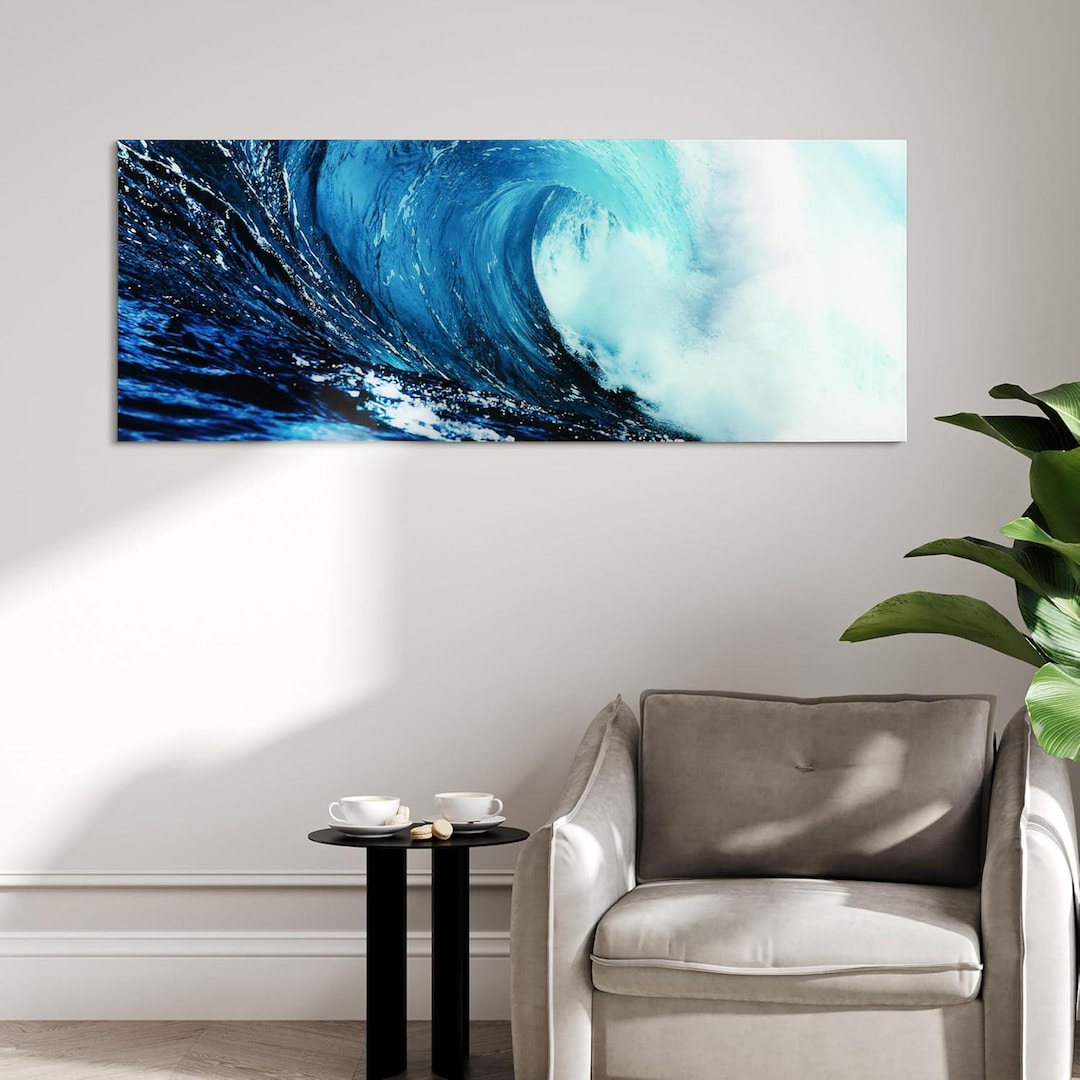 Acrylic Glass Wall Art - Blue Wave 2 Frameless Free Floating Tempered ...