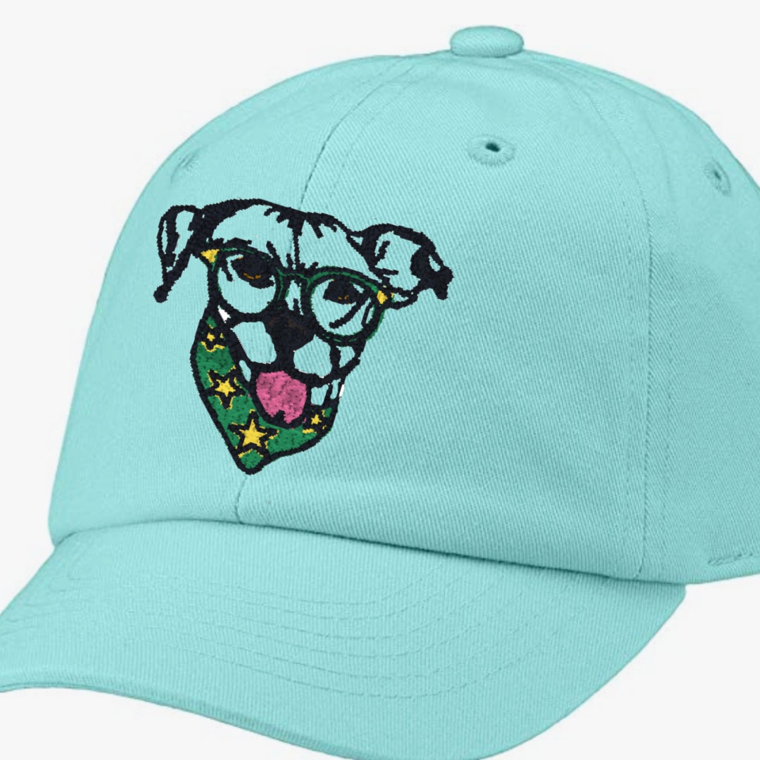 Embroidered Pit Bull Baseball Cap: Funny Dog With Glasses, Kids ...