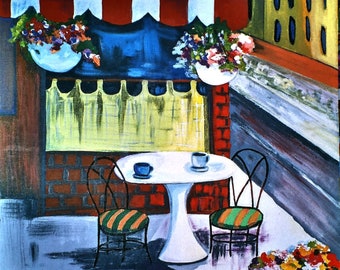 Cafe Hand Embroidery Pattern Bistro Table and Chairs Patio - Etsy