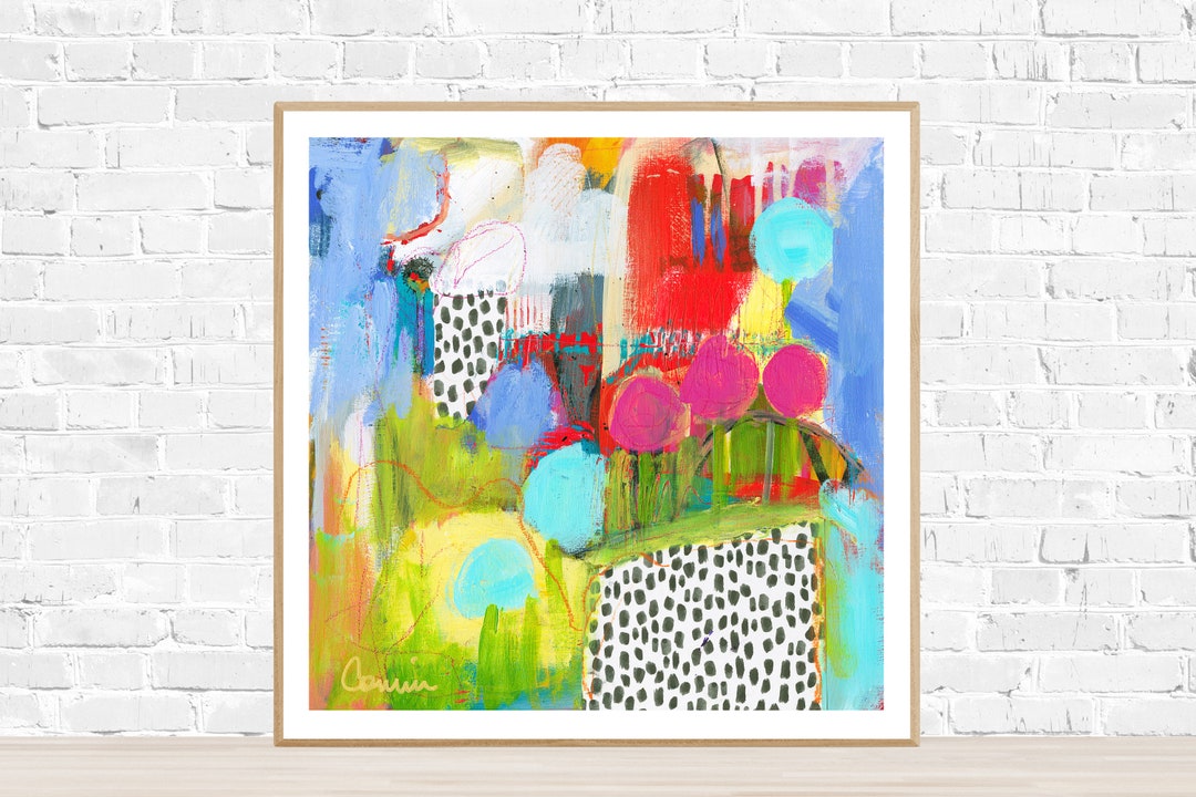 ABSTRACT WHIMSICAL CONTEMPORARY Art Print, Modern Colorful Art, Nursery ...