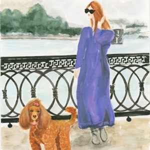 Poodle Dog Art Print, Red Poodle Wall Art, Poodle Print, Poodle Dog Art ...