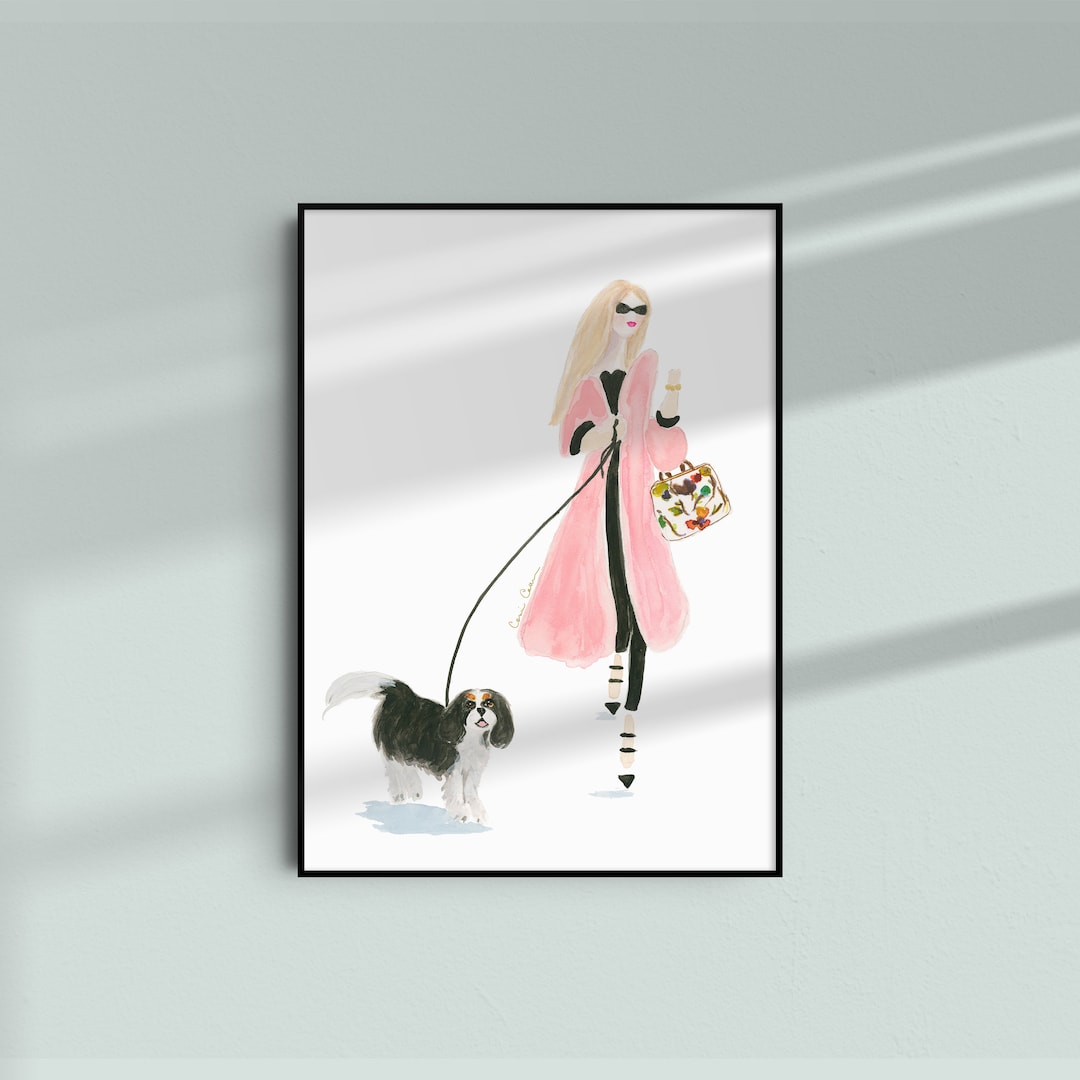 CAVALIER KING CHARLES Art Print, Tri Cavalier Walking or Personalize ...