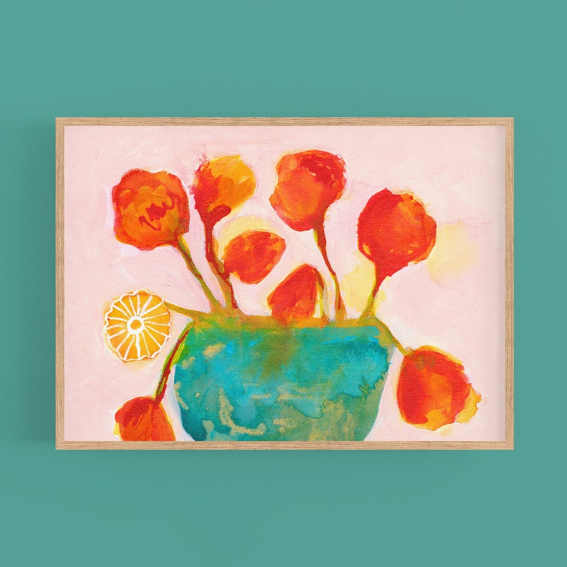 Turquoise Orange Art - Etsy