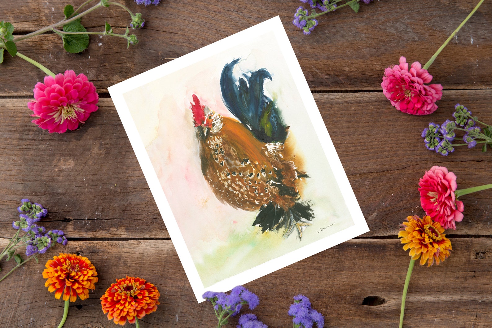 ROOSTER ART PRINT Rooster Artwork for Chicken Lovers - Etsy