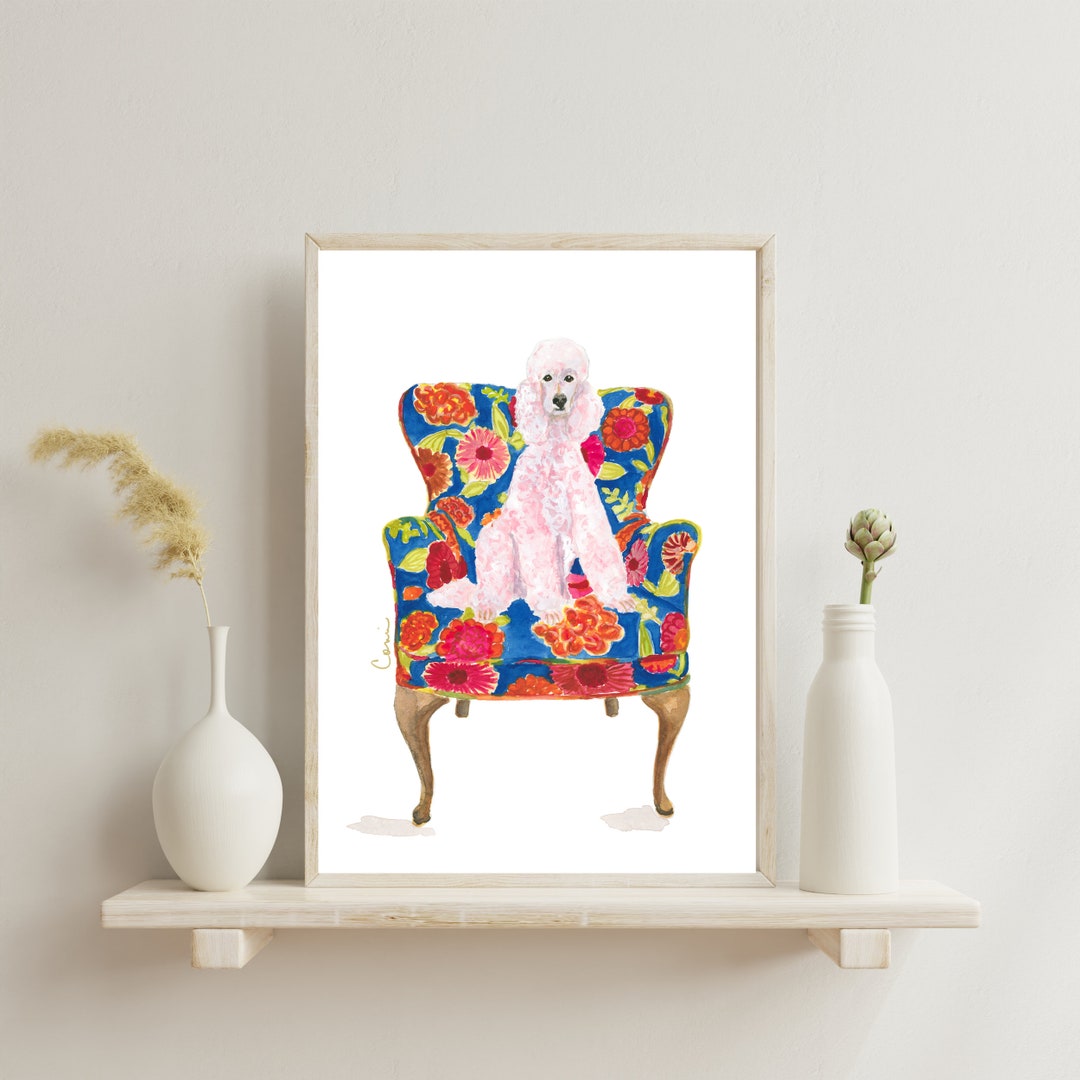 Poodle Dog Art Print, Pink Poodle Wall Art, Poodle Print, Poodle Dog ...
