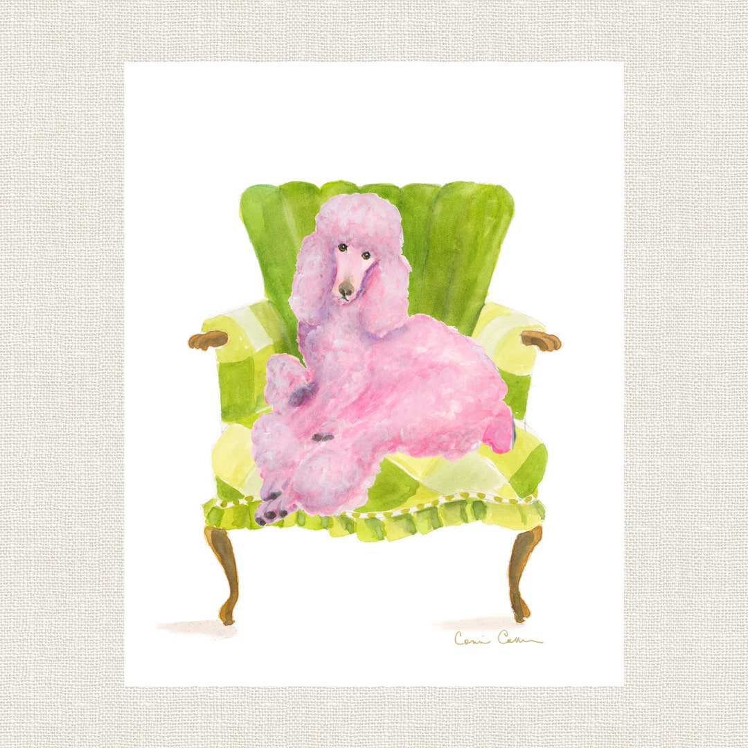 Poodle Dog Art Print, Pink Poodle Wall Art, Poodle Print, Poodle Dog ...