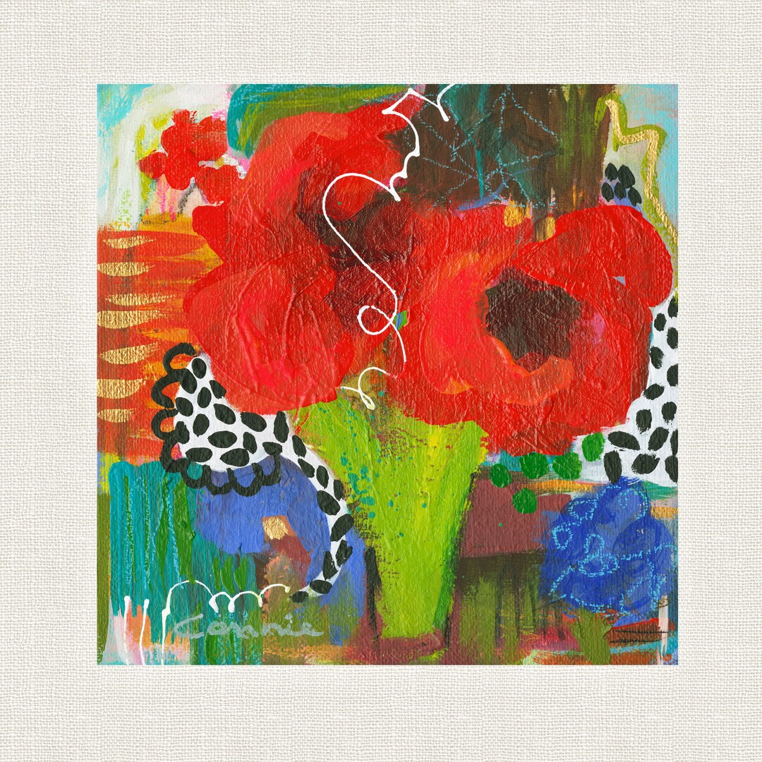 ABSTRACT WHIMSICAL CONTEMPORARY Art Print , Modern Colorful Art ...