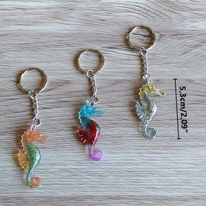Seahorse Keychain, Colored Key Rings, Seahorse Keyring, Resin Jewelry ...