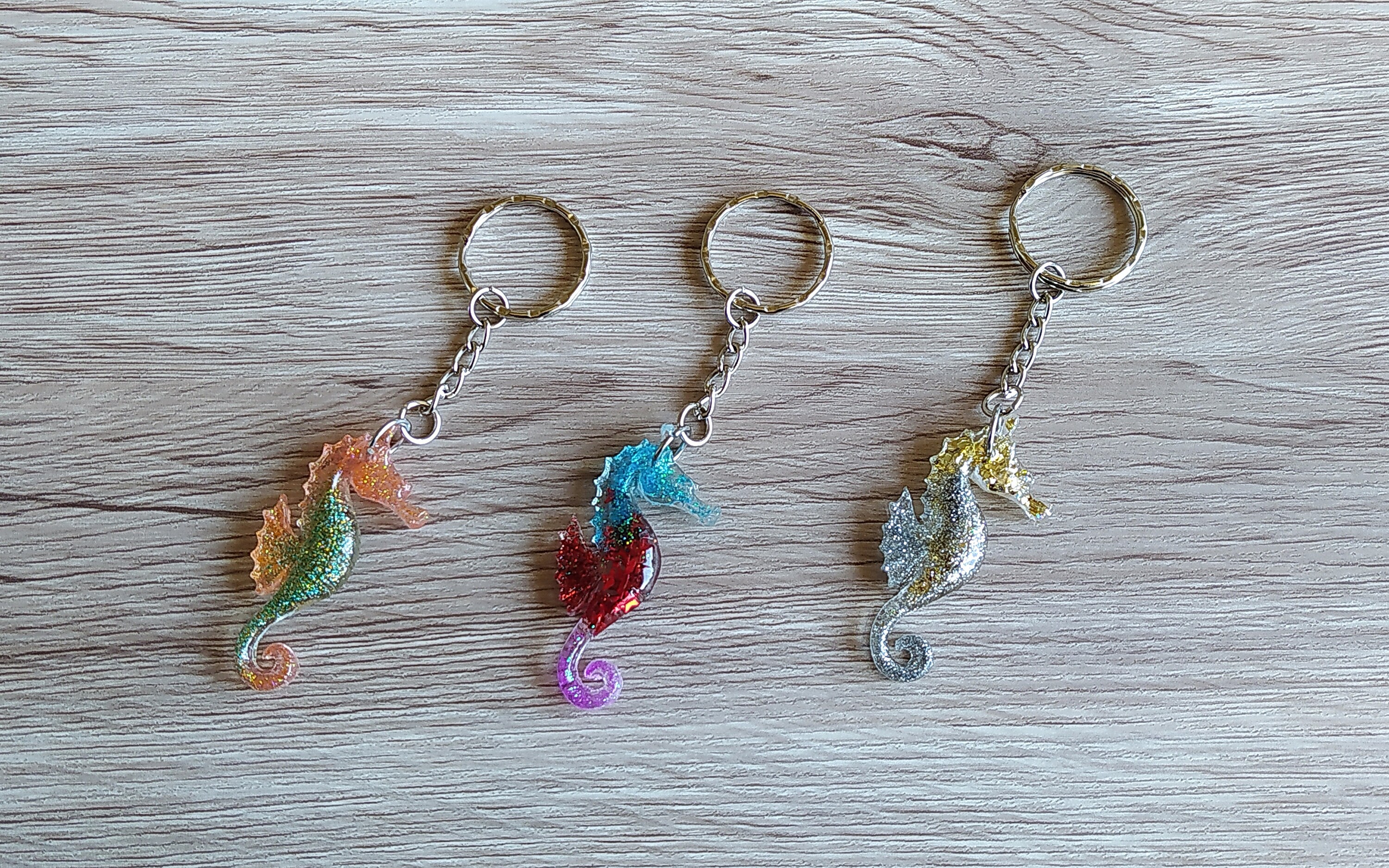 Seahorse Keychain Colored Key Rings Seahorse Keyring Resin - Etsy