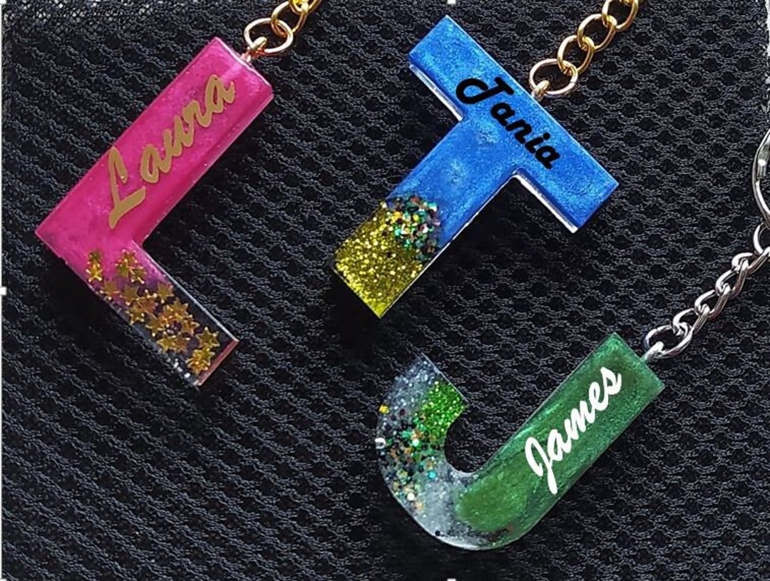 Personalized Keychain With Name, Placeholder Gift, Custom Letter Resin ...