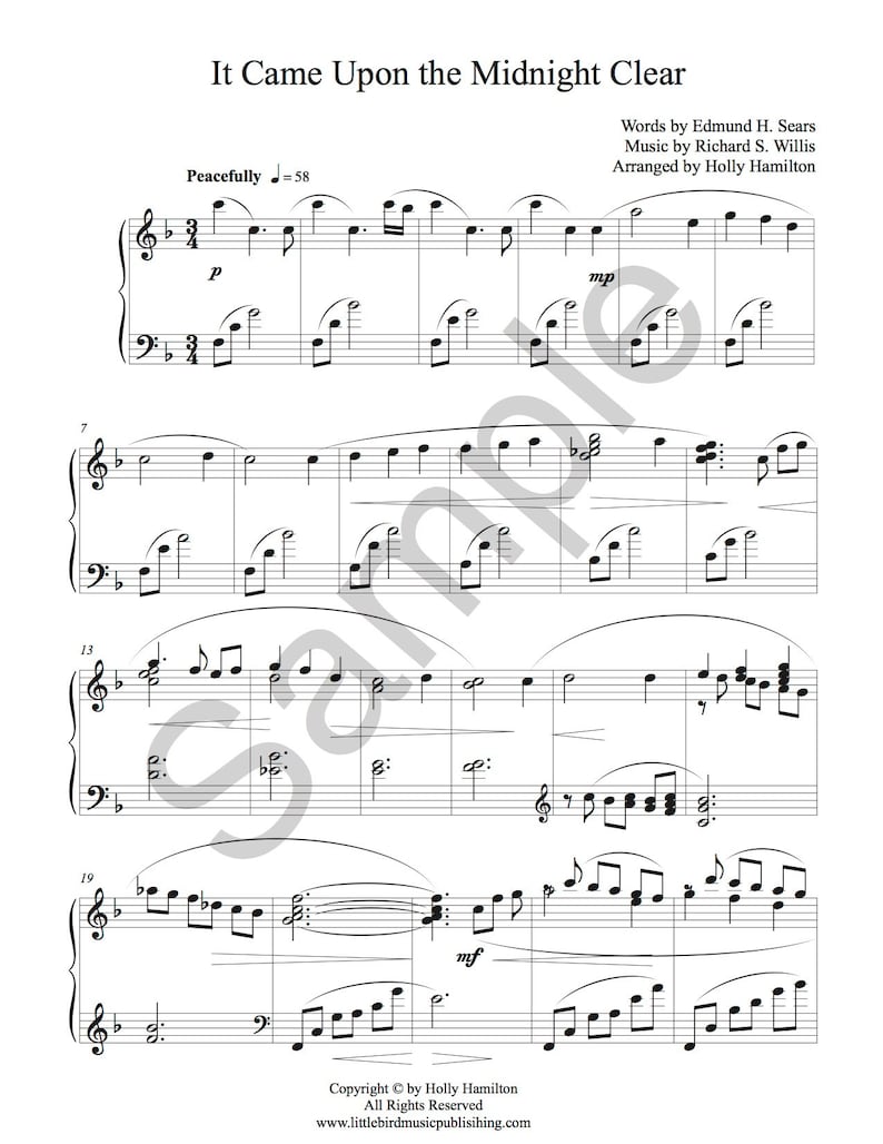 It Came Upon the Midnight Clear - Piano Solo - Etsy